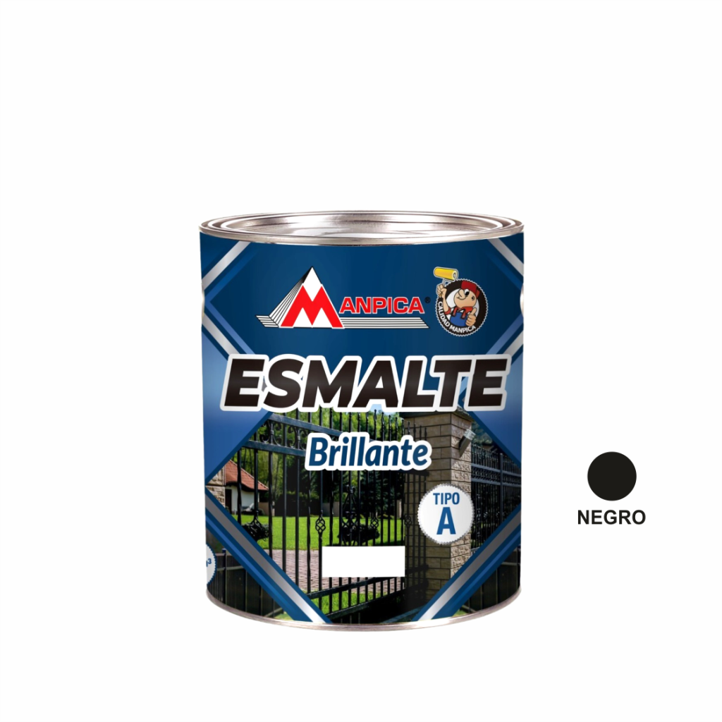 pintura esmalte 1/4 negro brillante premium manpica