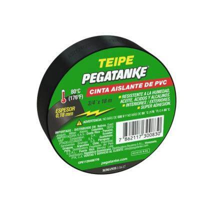 Teipe Negro 3/4 X 18m Pegatanke - Grupo Construmateriales