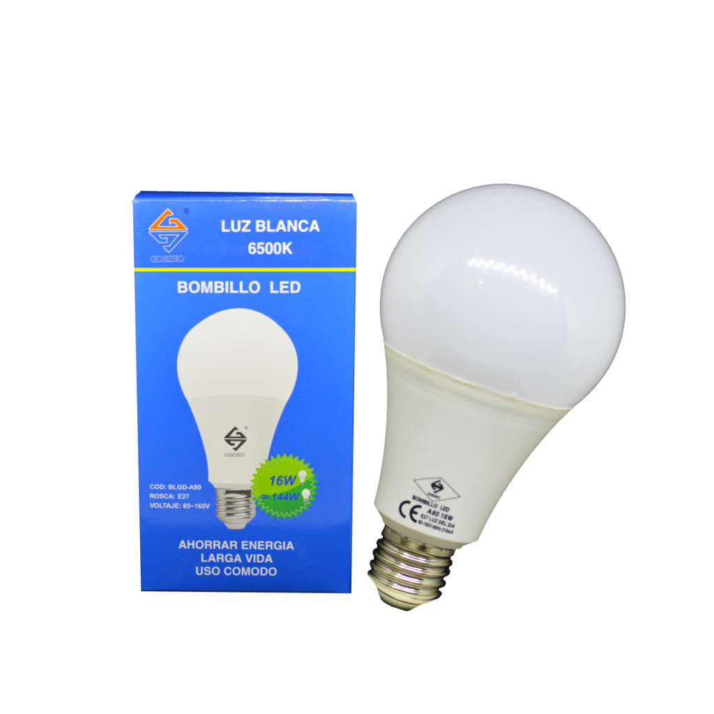 bombillo led bulbo redondo 16w luz blanca 6500k 85-165v