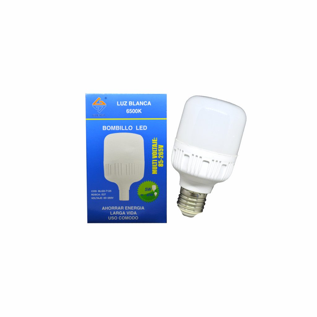 bombillo led bulbo 5w luz blanca 6500k 85-265v